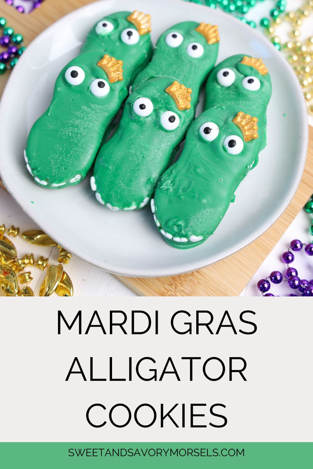 Easy No-Bake Mardi Gras Alligator Cookies Recipe